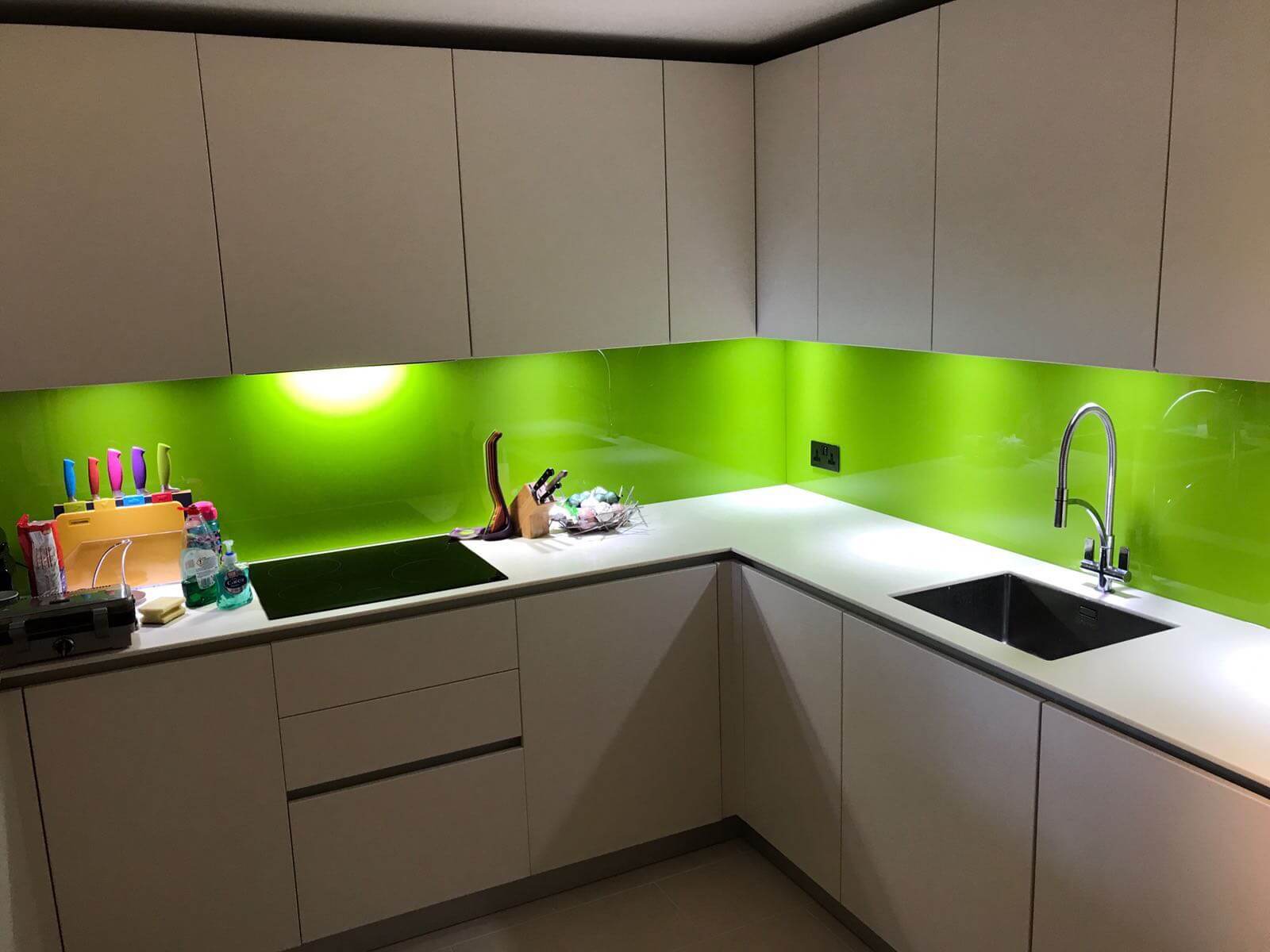 Made to measure colored glass splashbacks!